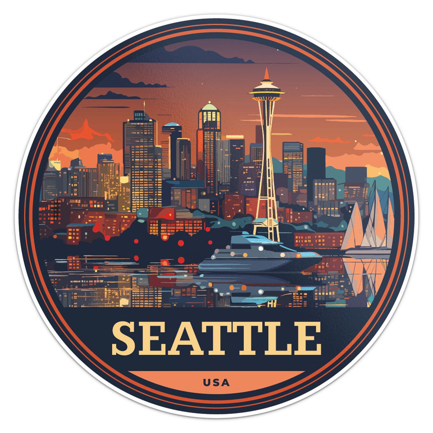 United States Seattle City Vinyl Sticker Car Bumper Decal - Etsy