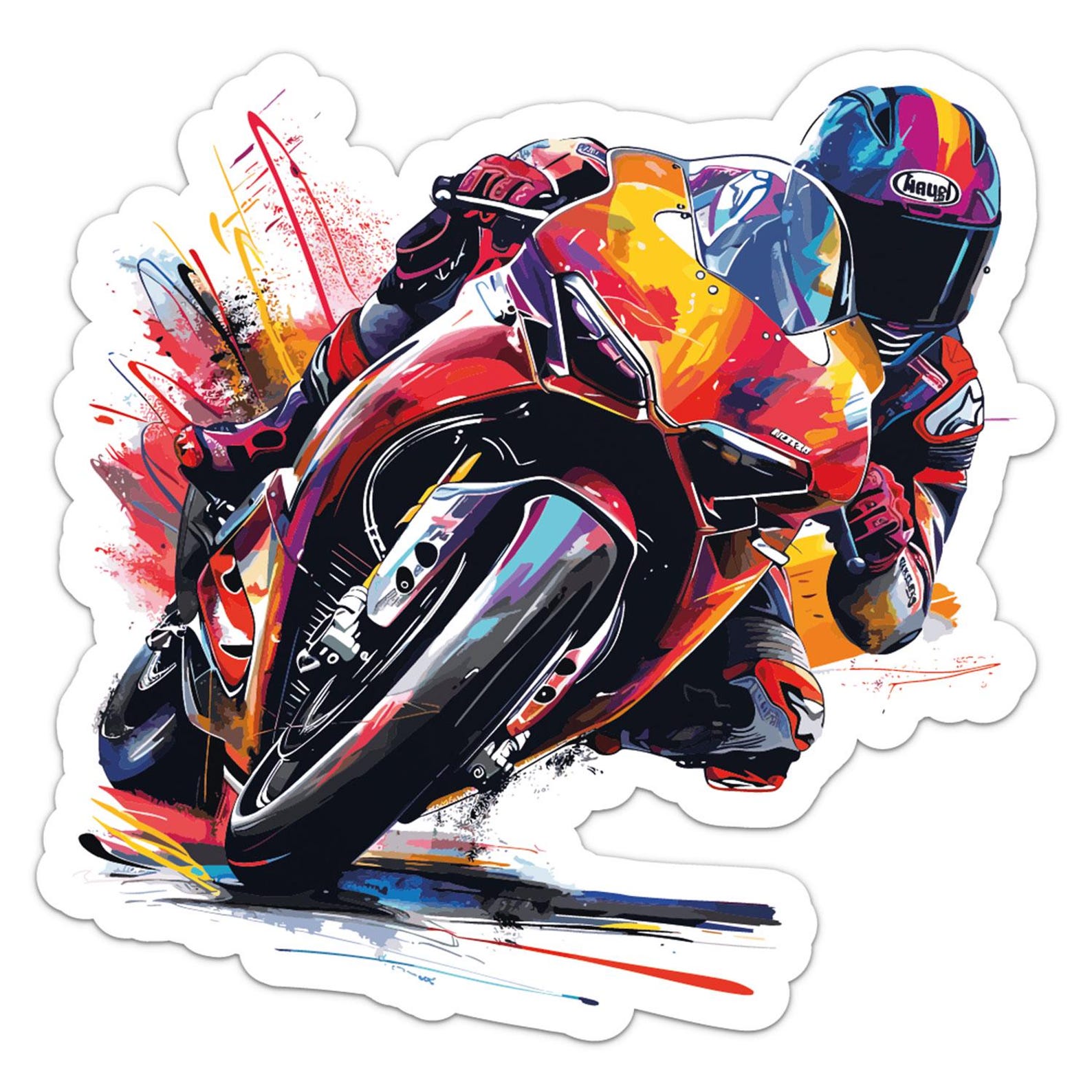 Colorful Motorcycle Racing Car Bumper Sticker Decal - Etsy