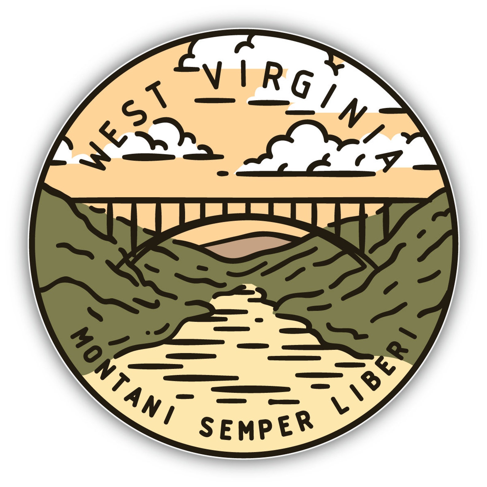 West Virginia USA State Retro Vintage Vinyl Sticker Decal - Etsy