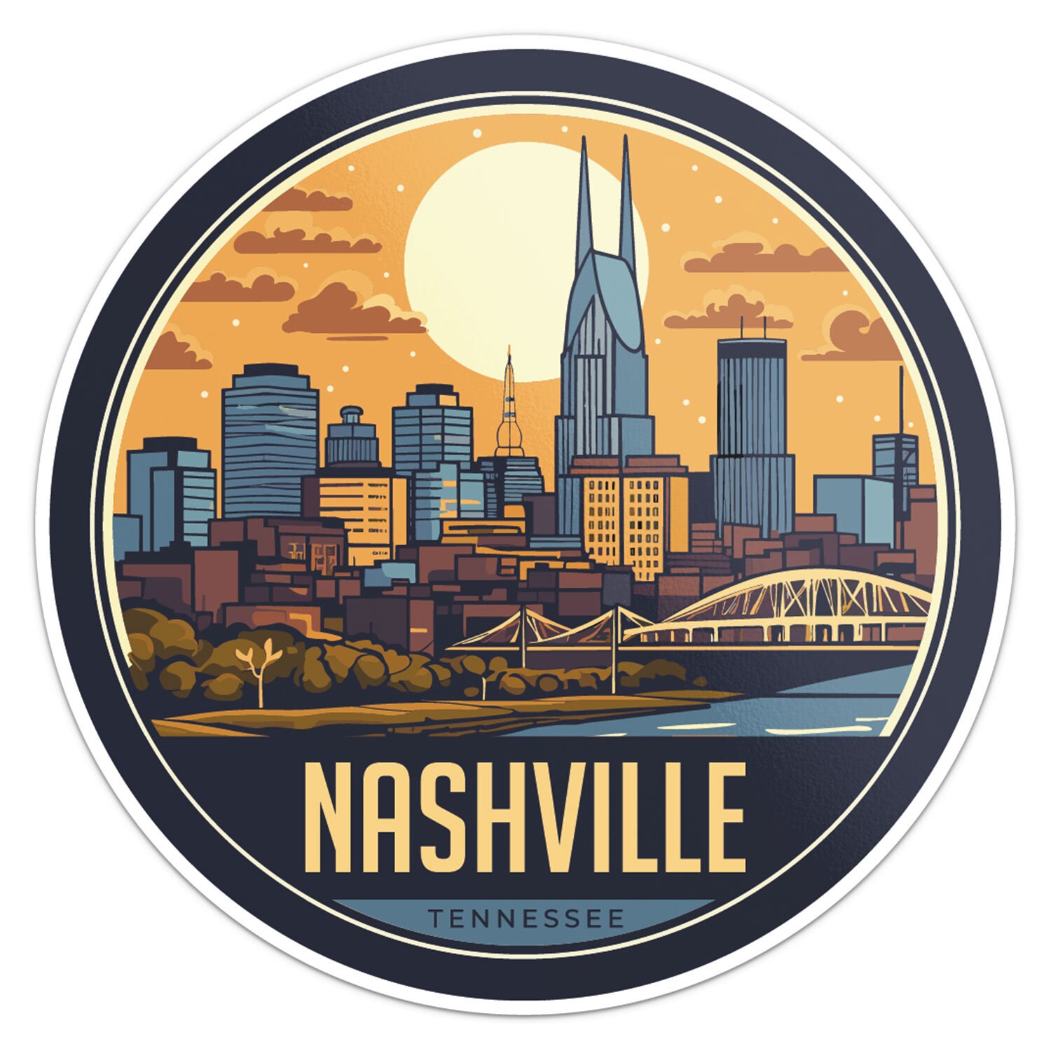 Nashville City Sticker Car Bumper Decal - Etsy