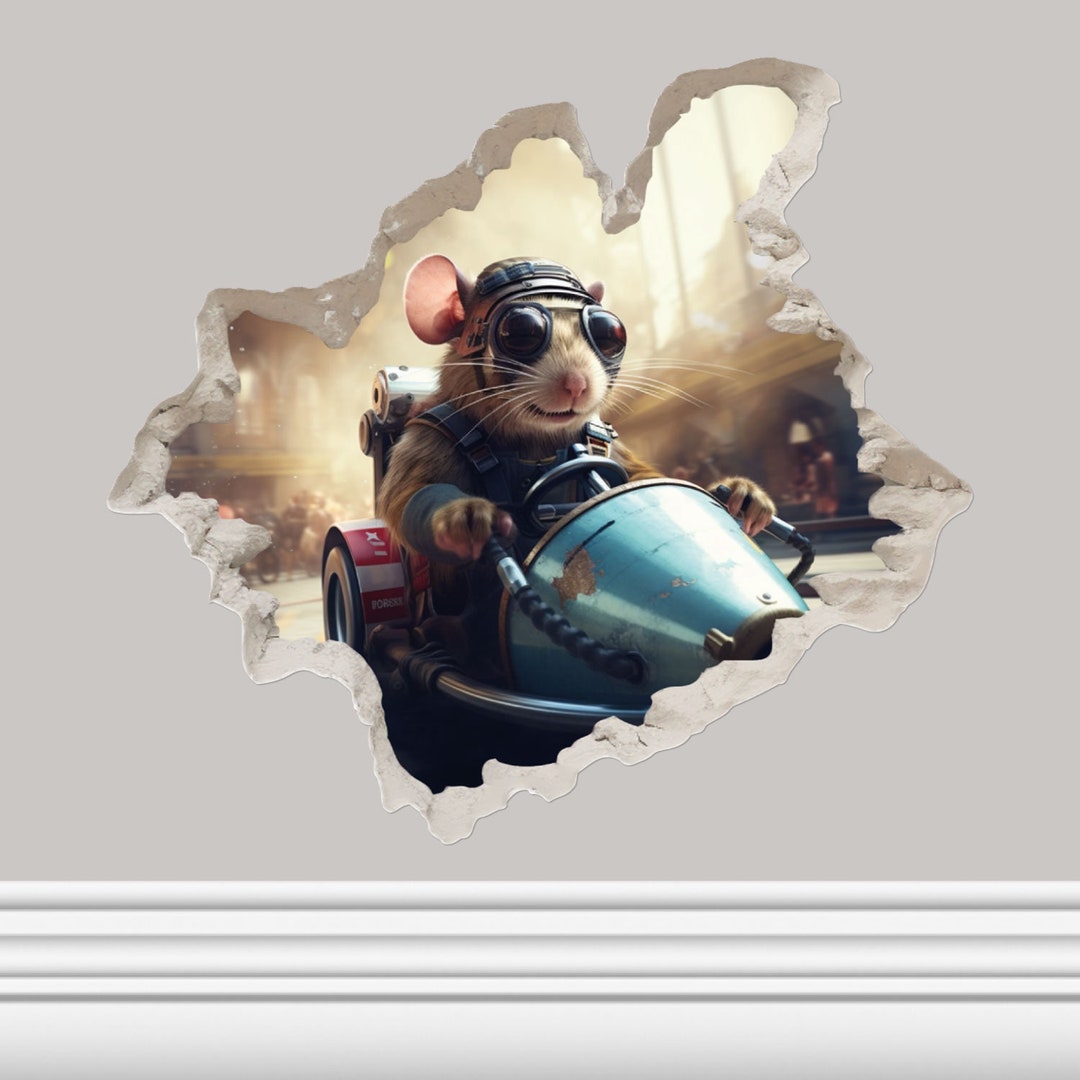 Racer Mouse in Mouse Hole Vinyl Sticker Car Bumper Decal - Etsy