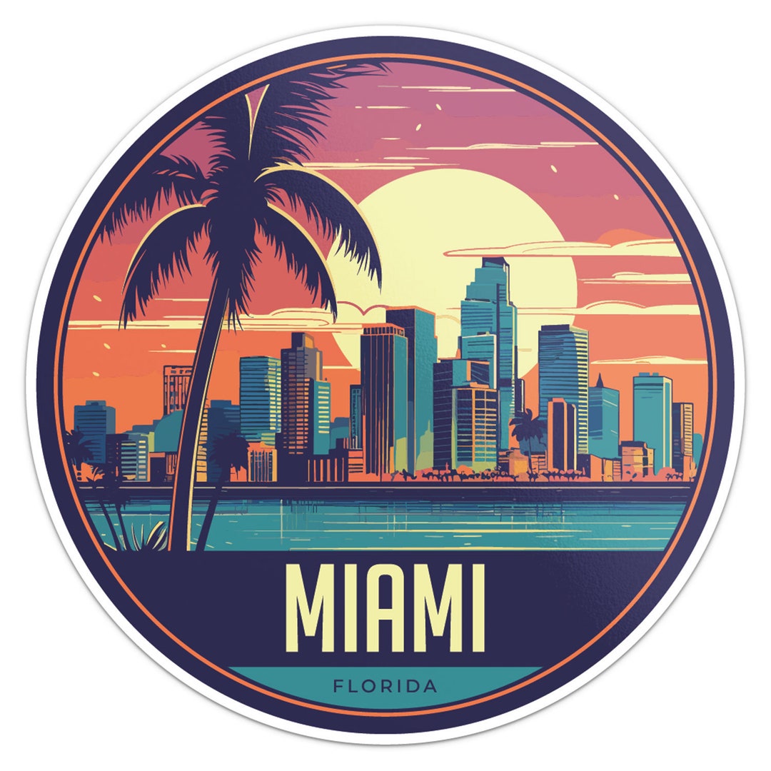 Miami City Sticker Car Bumper Decal - Etsy