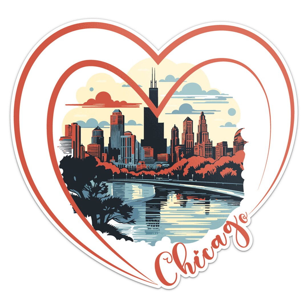 City Skyline Chicago Sticker Car Bumper Decal - Etsy