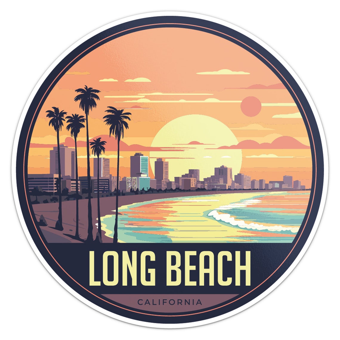 Long Beach City Sticker Car Bumper Decal - Etsy