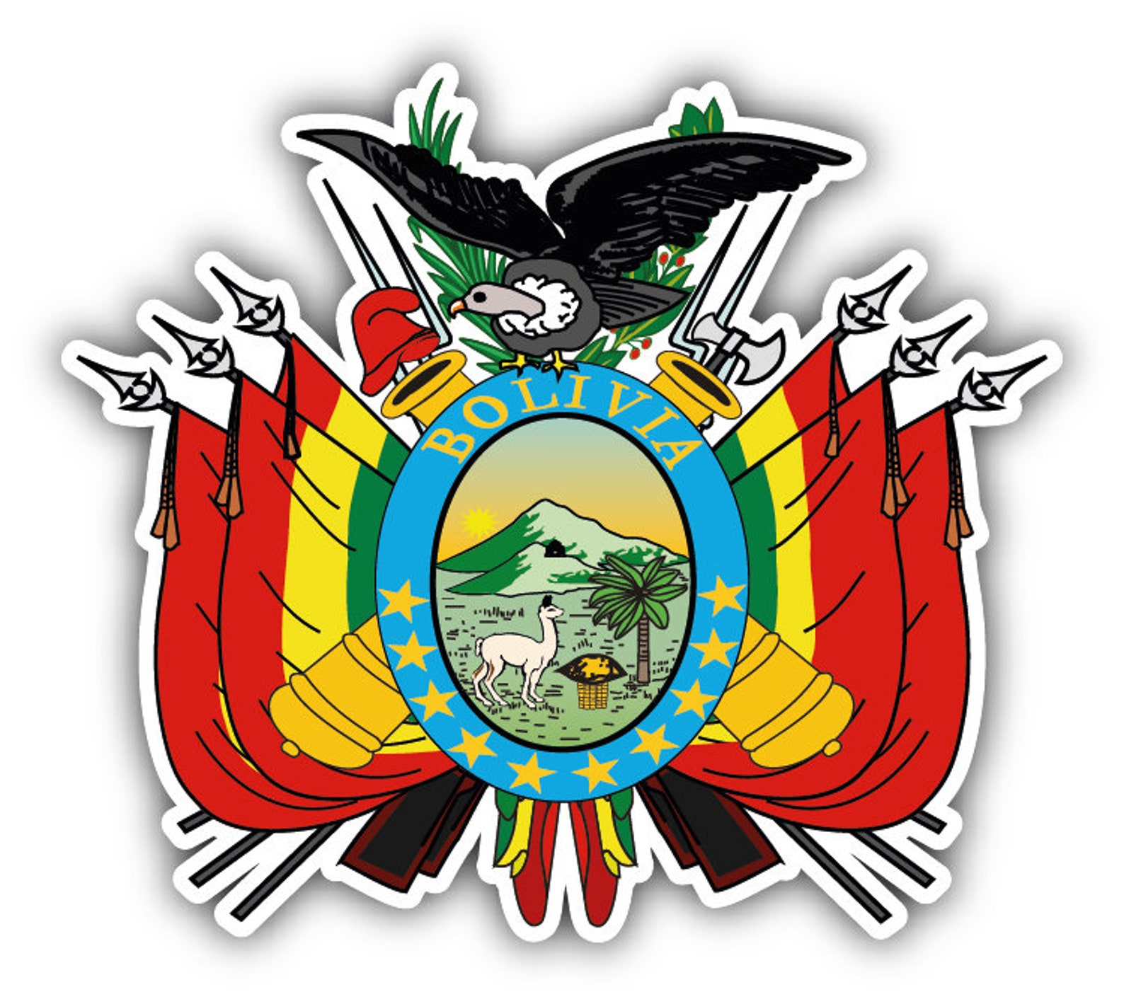 Bolivia Coat of Arms Car Bumper Sticker Decal - Etsy