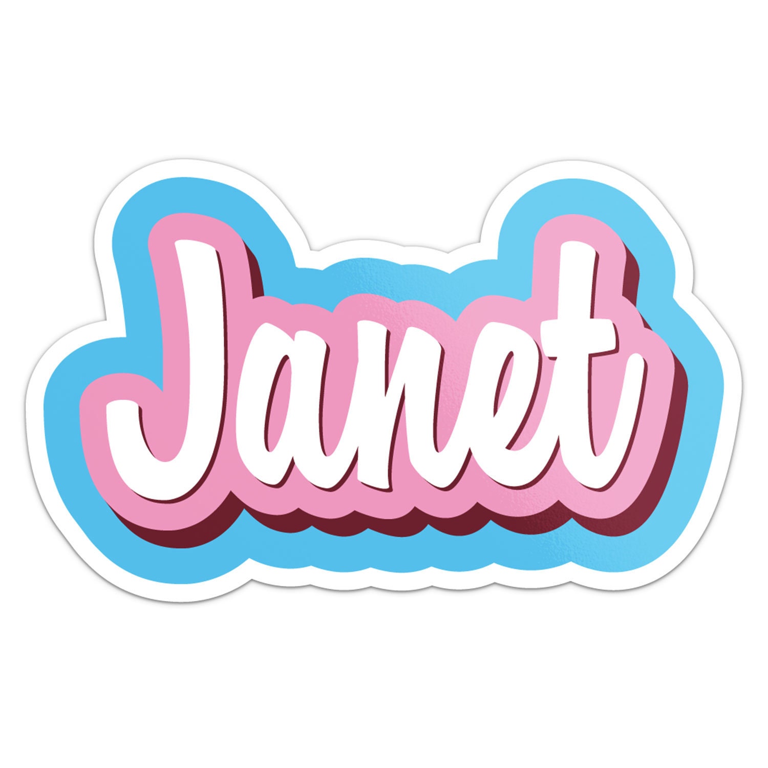 Cartoon Janet Name Sticker Car Bumper Decal - Etsy