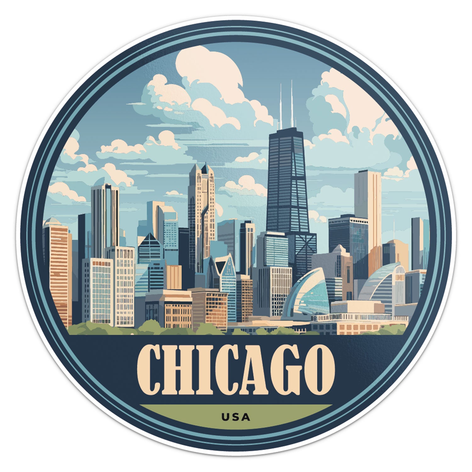 United States Chicago City Vinyl Sticker Car Bumper Decal - Etsy