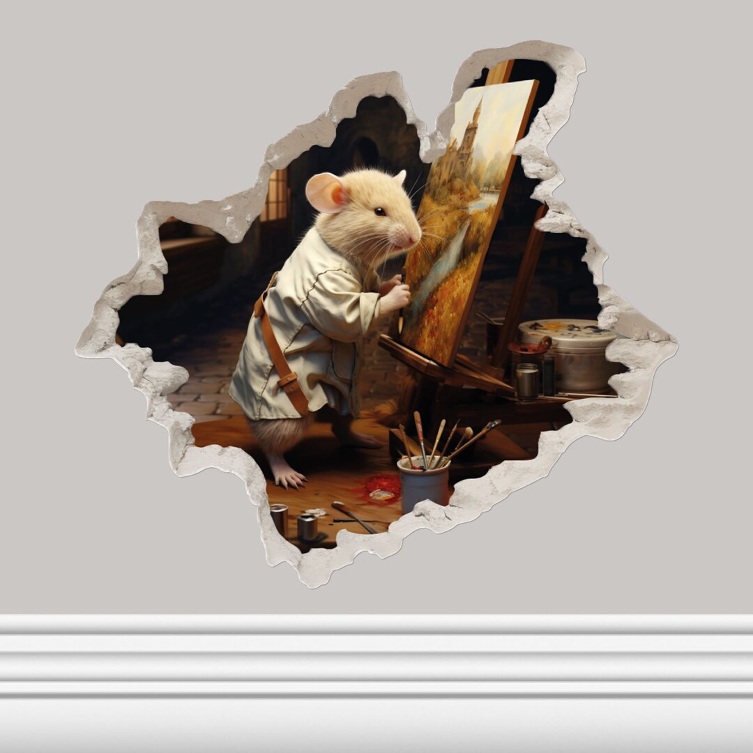 Painter Artist Mouse in Mouse Hole Vinyl Sticker Car Bumper Decal - Etsy