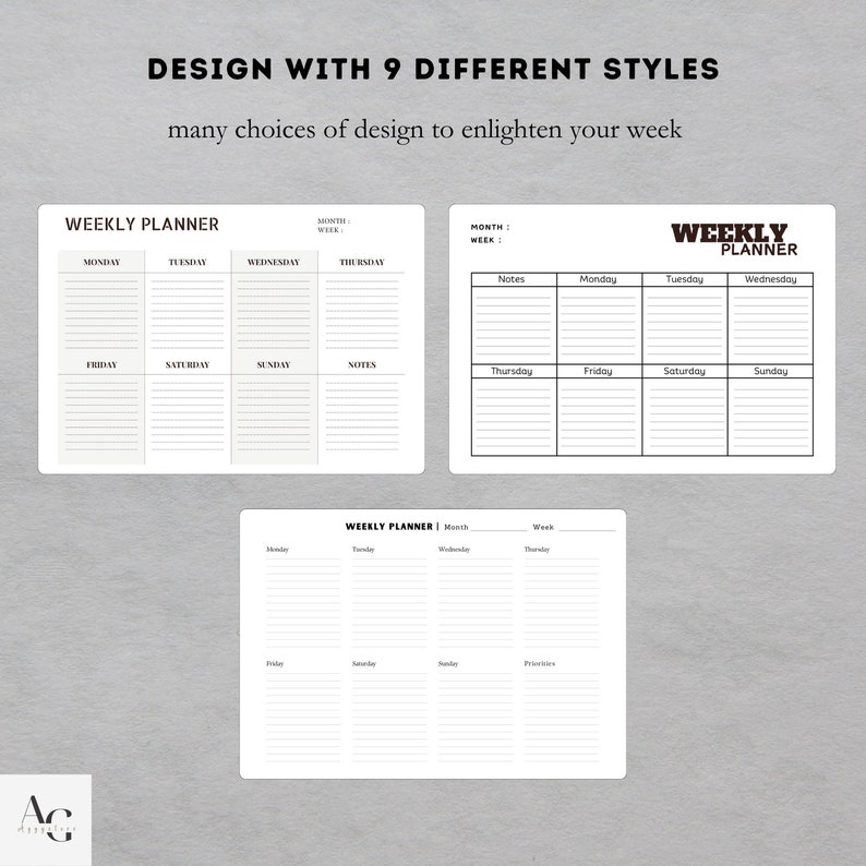 Printable Weekly Planner, Minimalist Weekly Planner, Productivity ...