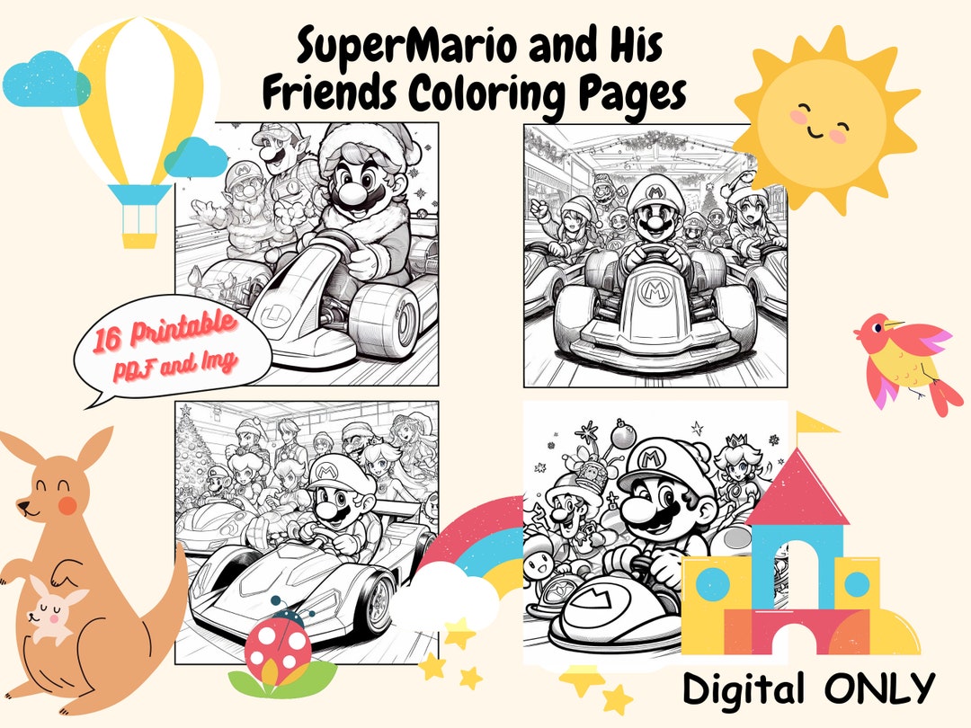 Digital Super Mario and His Friends Racing Christmas Coloring Pages 16 ...