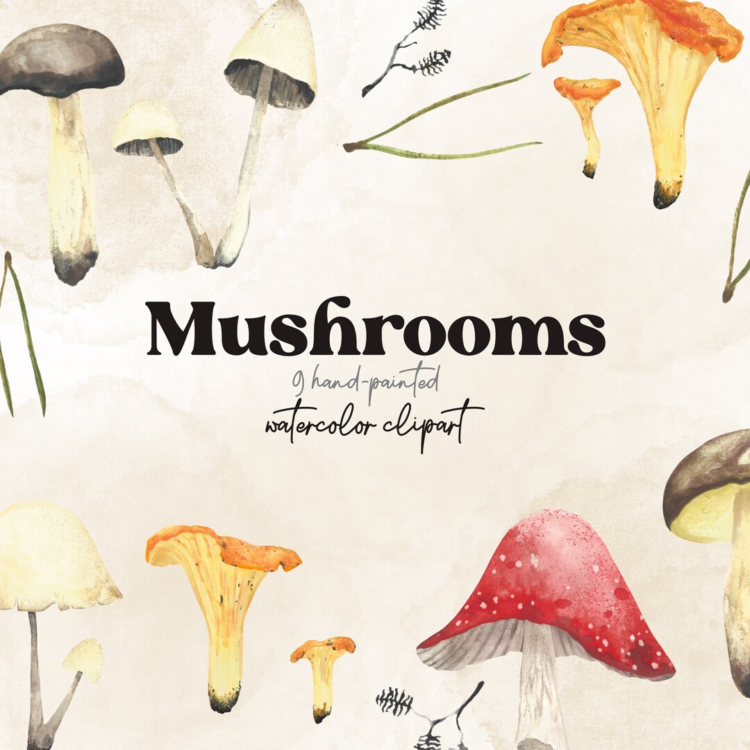 Watercolor Autumn Clipart Fall Illustration Mushroom Cozy Printable ...