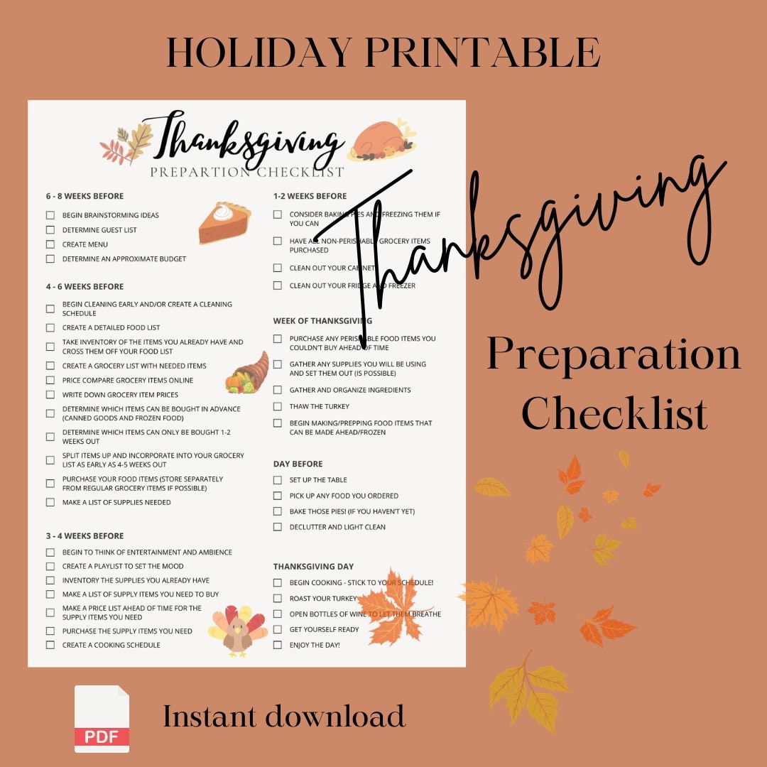 Thanksgiving Preparation Checklist | Planning Checklist | Thanksgiving ...