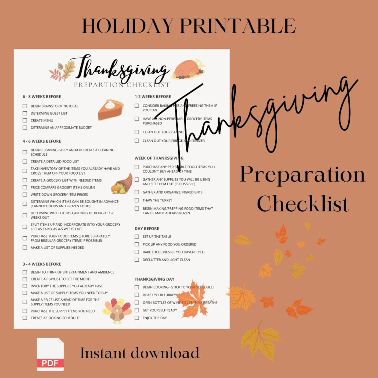 Thanksgiving Preparation Checklist | Planning Checklist | Thanksgiving ...