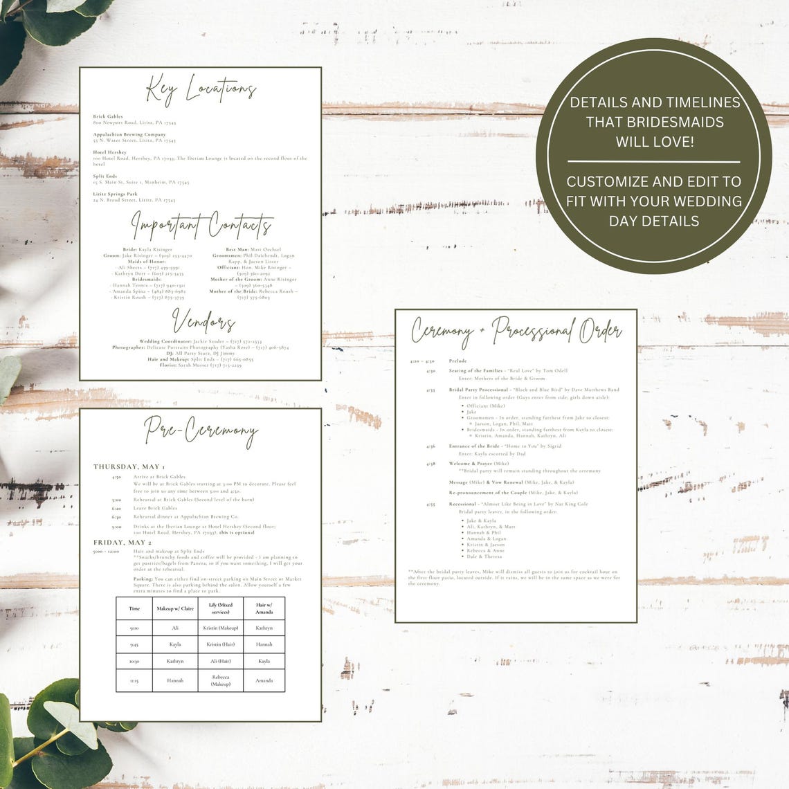 EDITABLE Wedding Wedding Info Packet for Bridesmaids | Canva Template ...