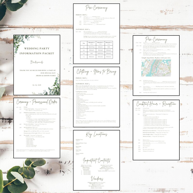 EDITABLE Wedding Wedding Info Packet for Bridesmaids | Canva Template ...