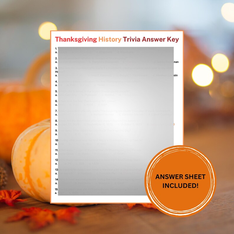 Thanksgiving History Trivia | Thanksgiving Trivia Game | Thanksgiving ...