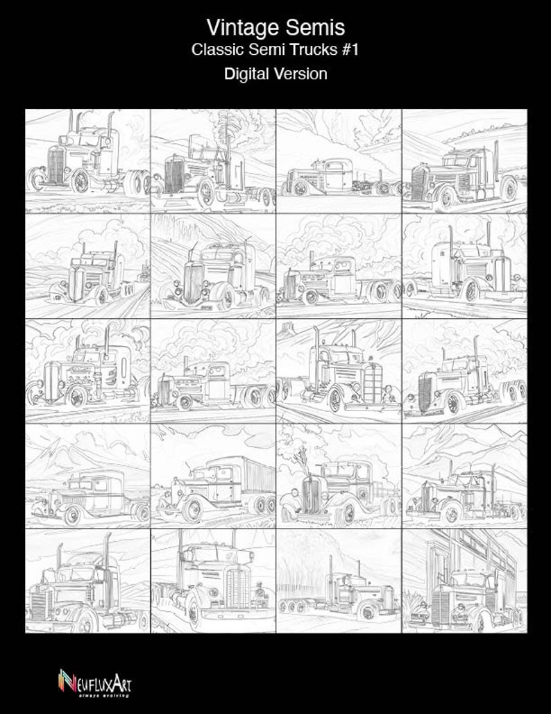 Vintage Semis: Adult Coloring Book Classic Semi Trucks #1 - Etsy