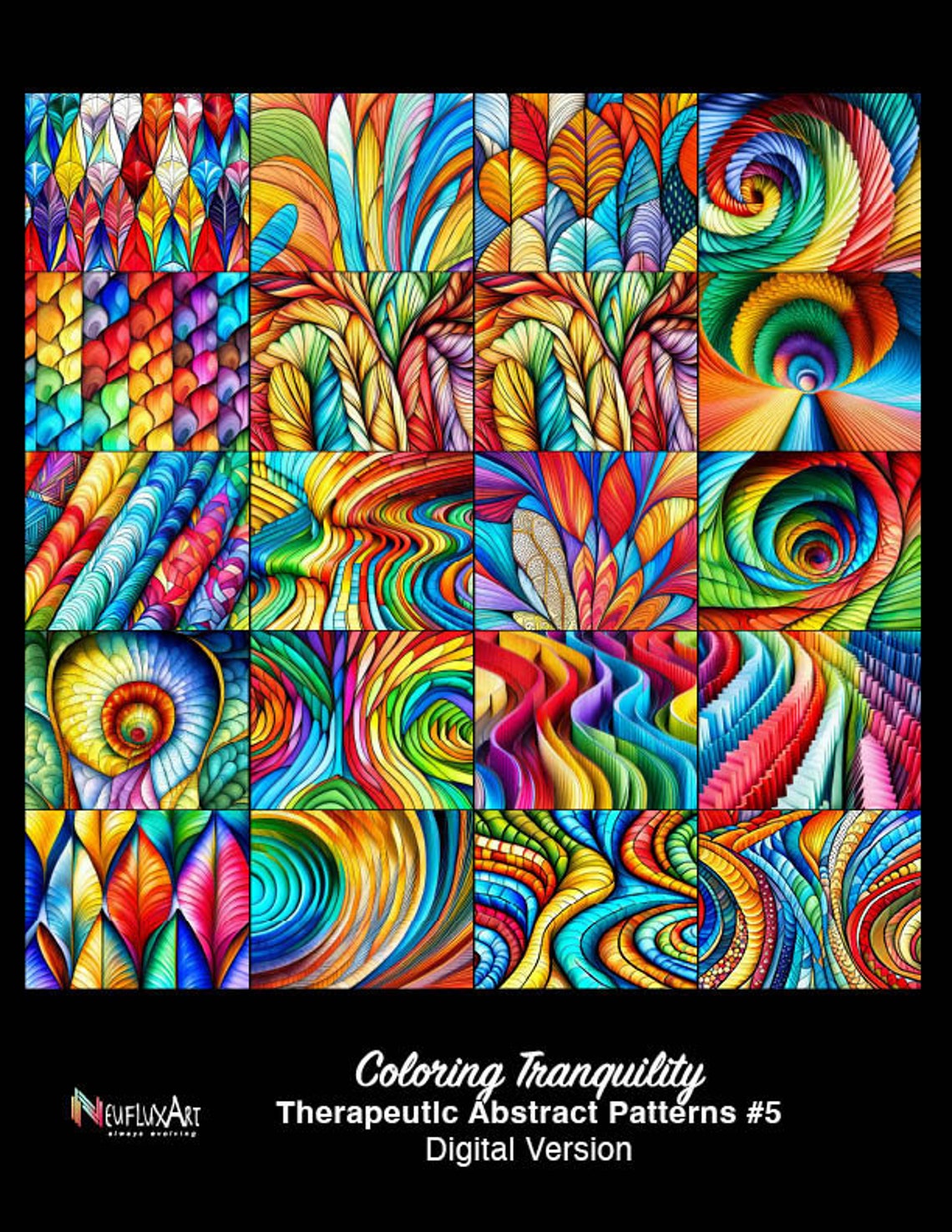 Coloring Tranquility: Therapeutic Abstract Patterns 5 - Etsy