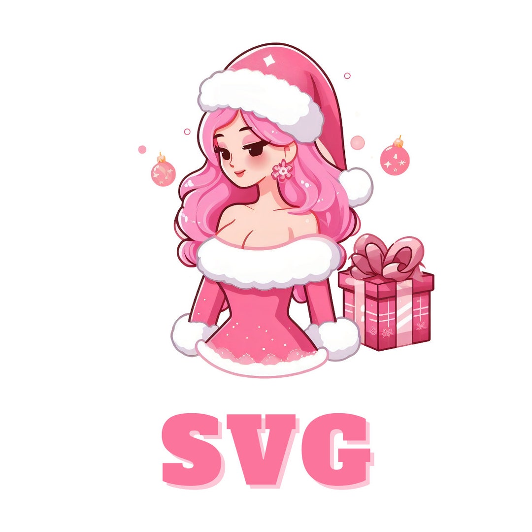 Pink Christmas Girl Svg Digital Download, Christmas Digital Print - Etsy