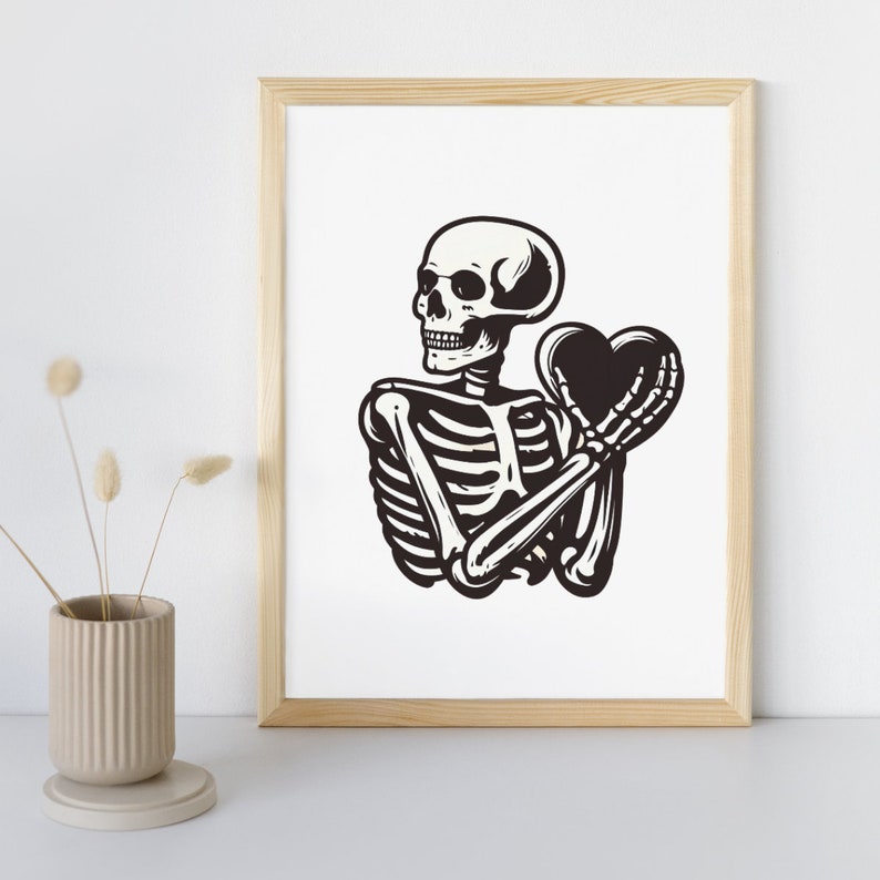 Skeleton Holding a Heart Png-svg Print File Digital Download - Etsy
