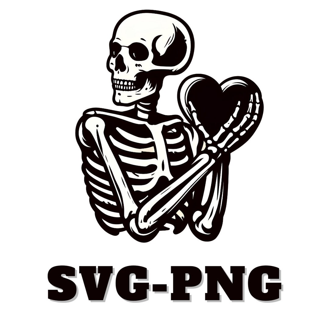 Skeleton Holding a Heart Png-svg Print File Digital Download - Etsy