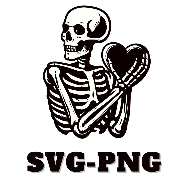 Skeleton Holding a Heart Png-svg Print File Digital Download - Etsy