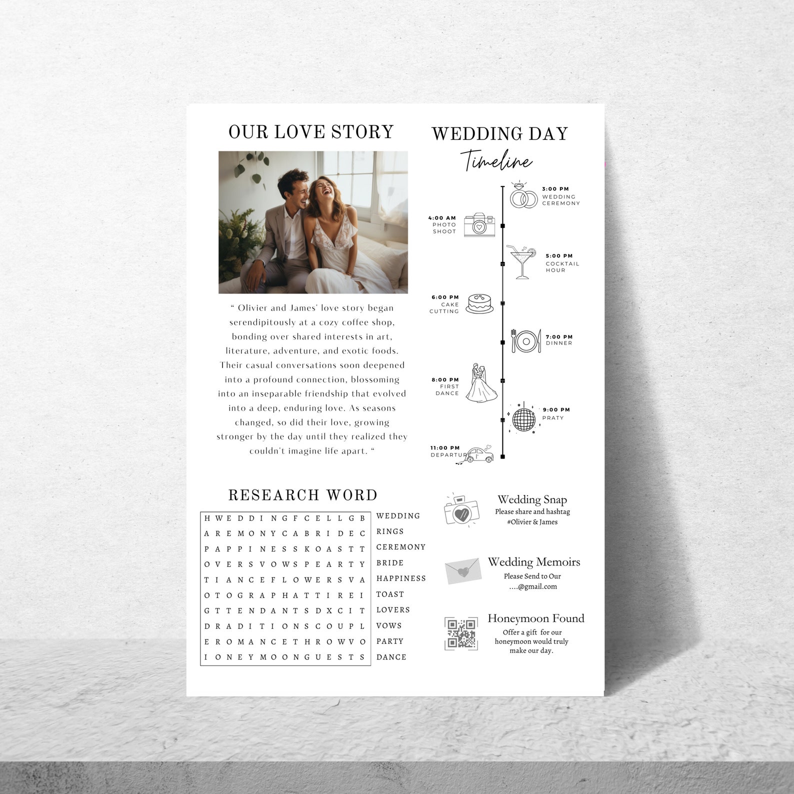 Newspaper Wedding Template, Newspaper Wedding Program, Wedding Timeline ...