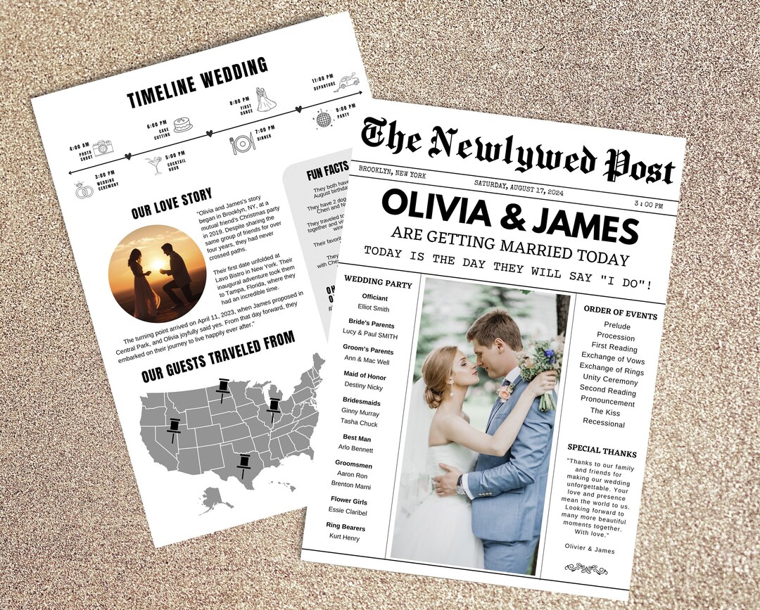Newspaper Wedding, Newspaper Wedding Template, Newspaper Wedding ...