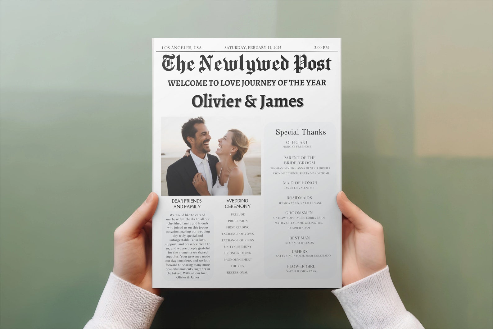 Newspaper Wedding Template, Newspaper Wedding Program, Wedding Timeline ...