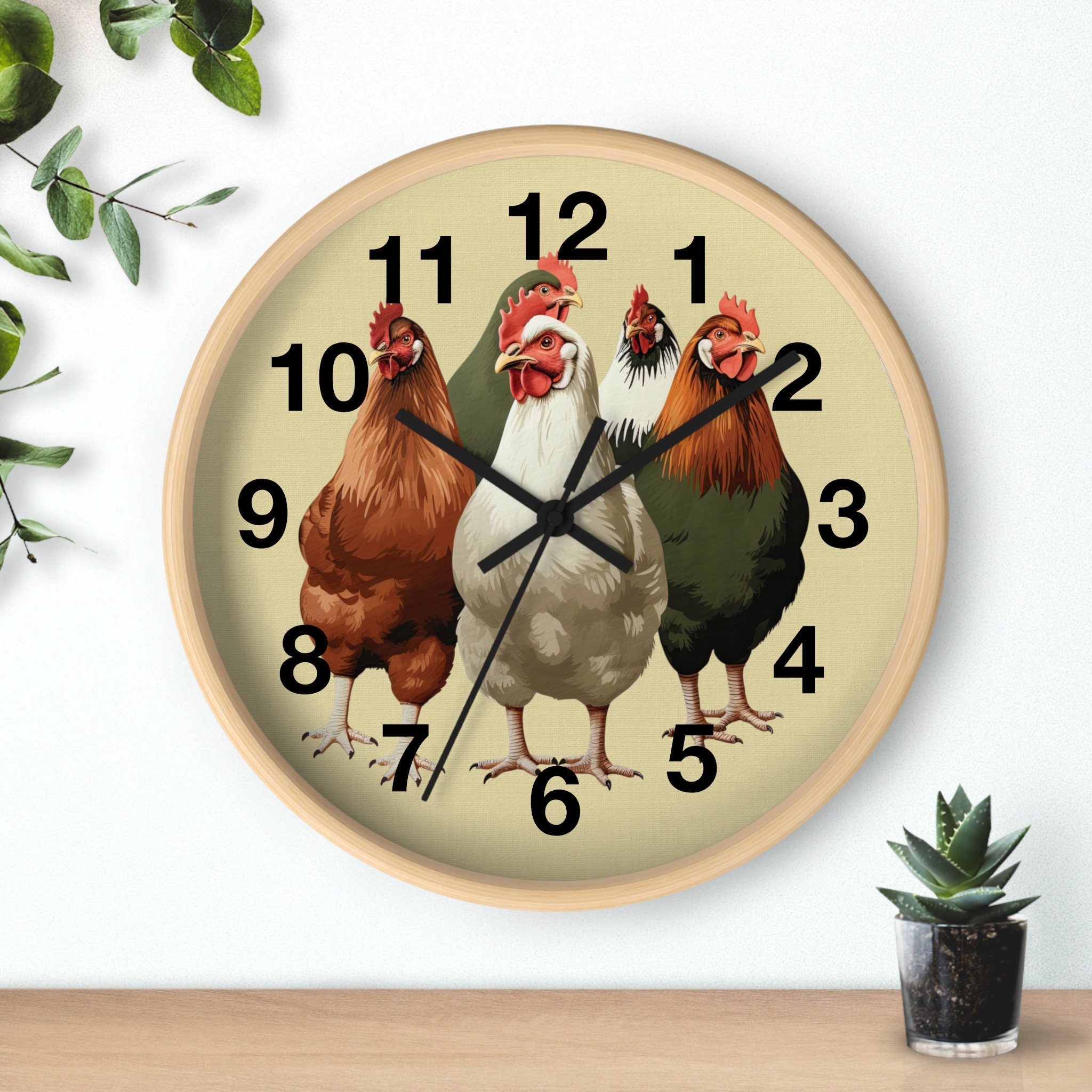 Chicken Wooden Wall Clock Chicken Wall Clock Chicken Flock - Etsy