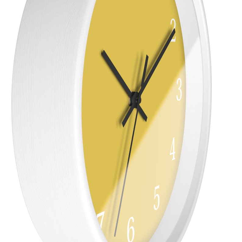 Yellow Wall Clock, Yellow Wall Clock With White Hands, Customized Wall ...