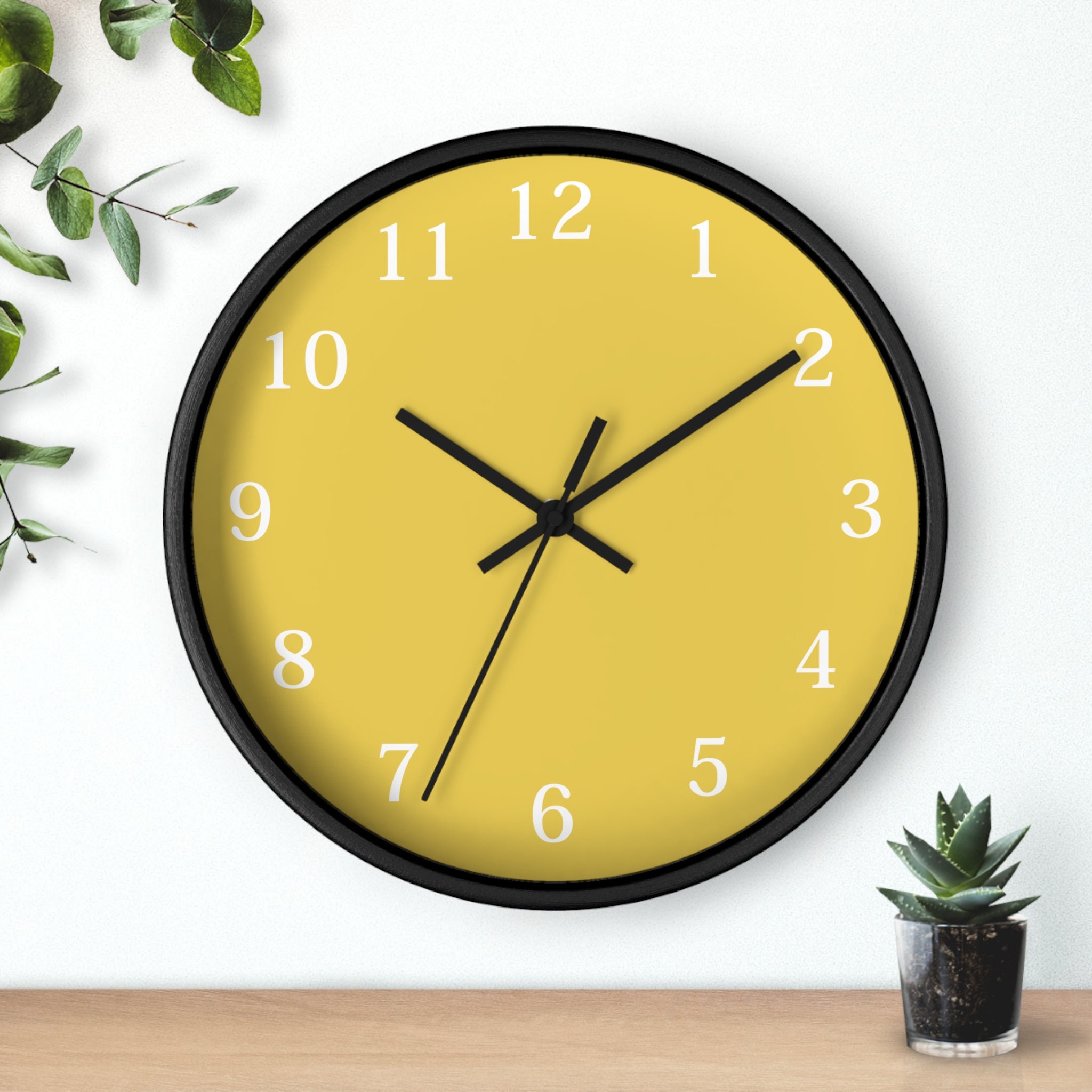 Yellow Wall Clock, Yellow Wall Clock With White Hands, Customized Wall ...