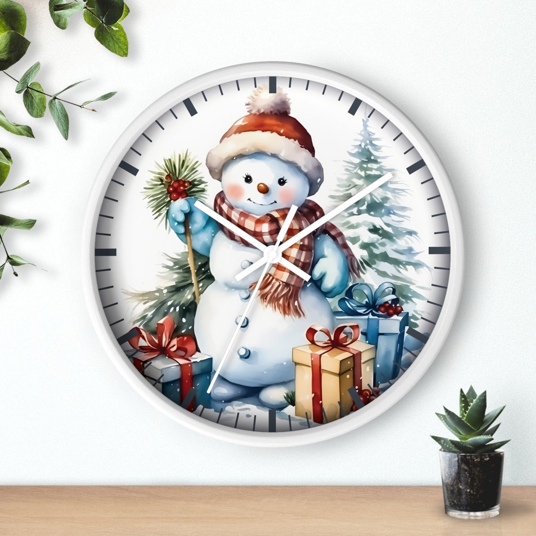 Christmas Snowman Wall Clock, Snowman Wall Clock, Christmas Wall Clock ...