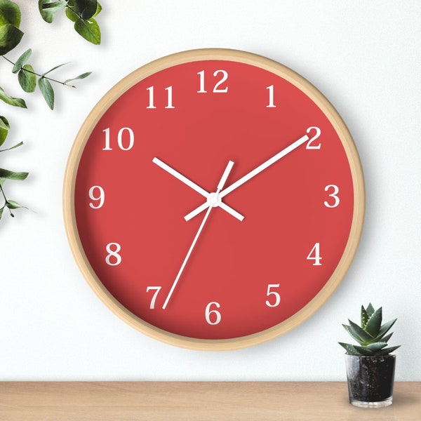 Red Wall Clock - Etsy
