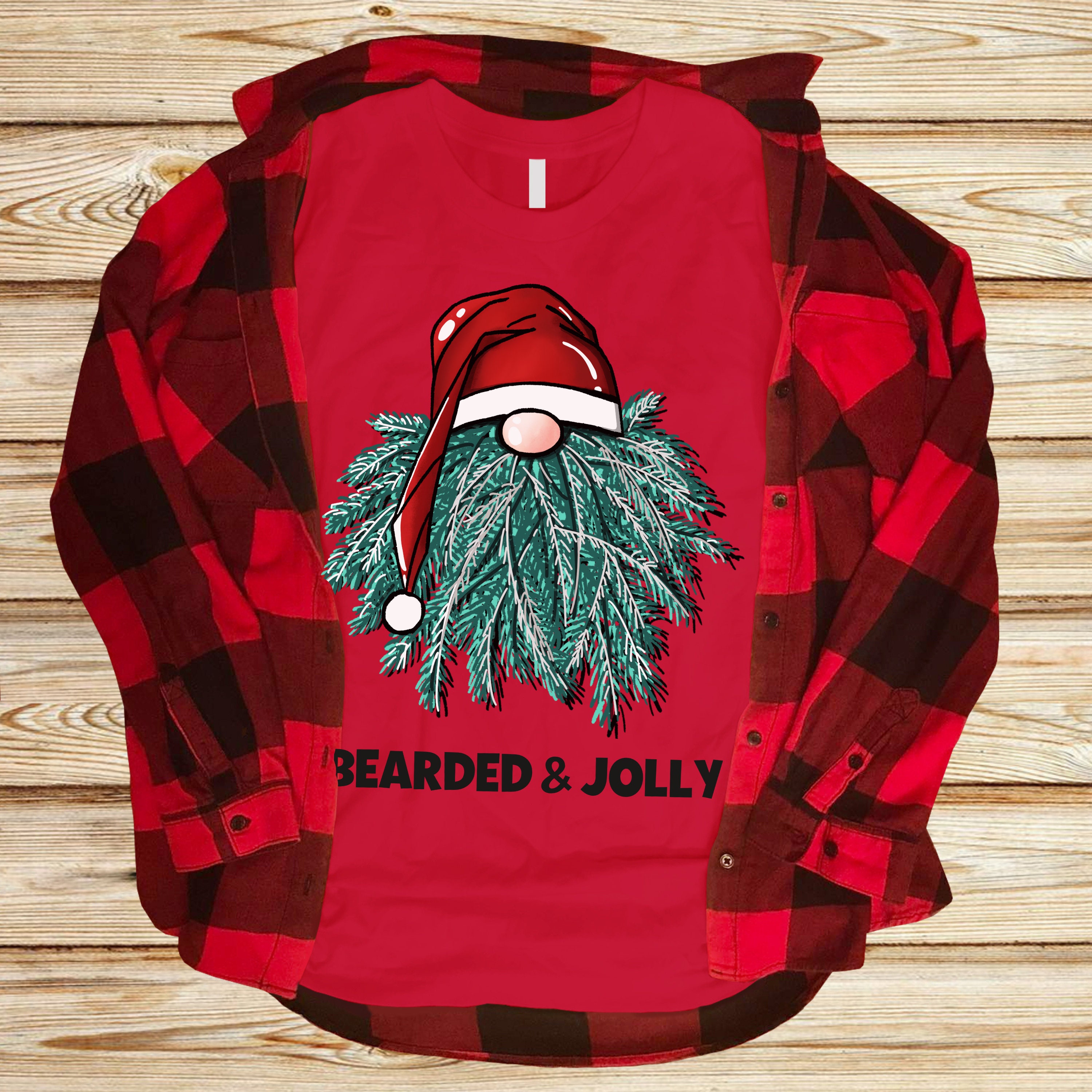 Bearded and Jolly Shirt, Funny Beard Shirt, Bearded Christmas Shirt ...