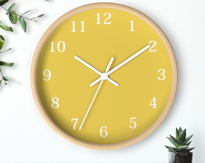 Yellow Wall Clock, Yellow Wall Clock With White Hands, Customized Wall ...