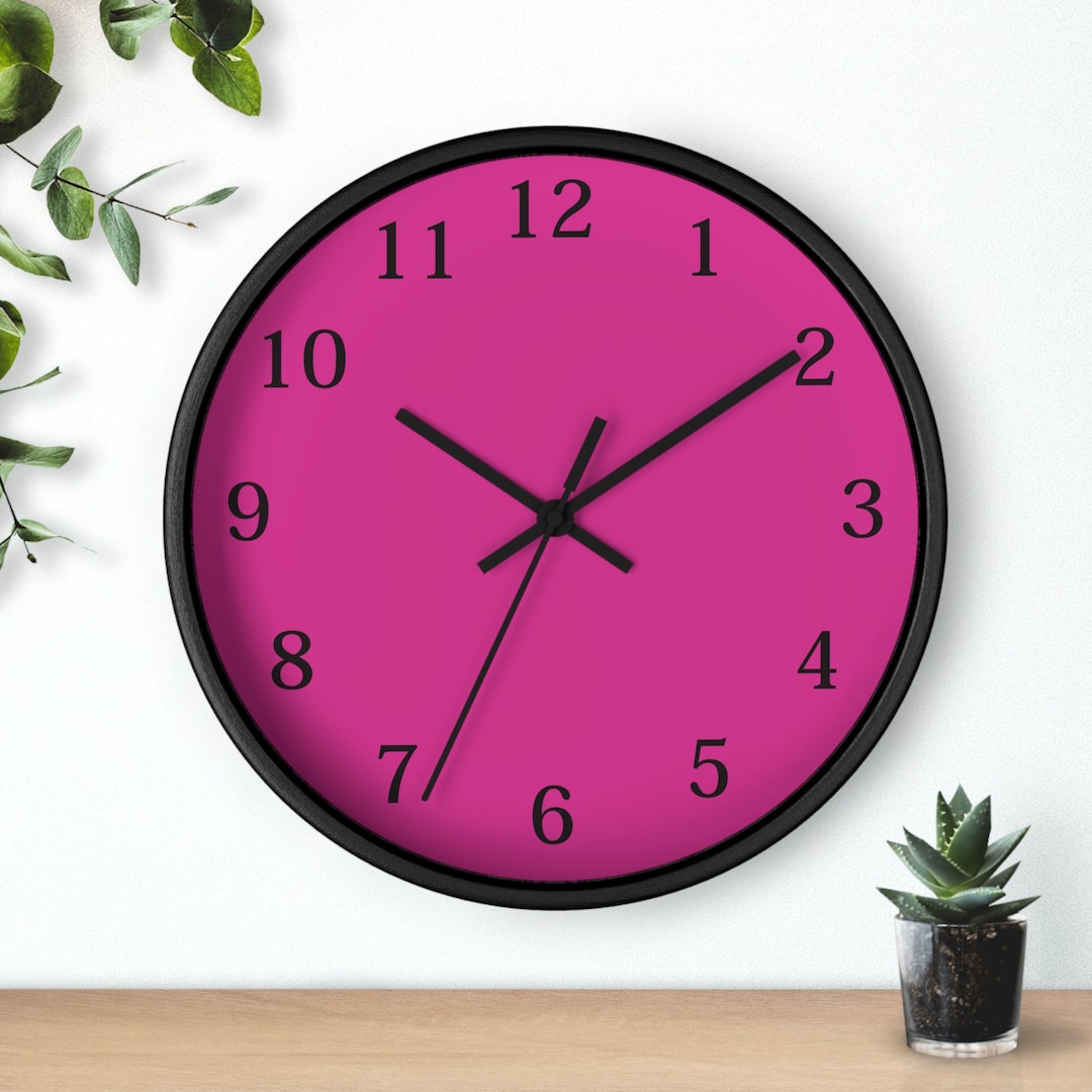 Pink Wall Clock, Pink Wall Clock With Black Numbers, Customized Wall ...