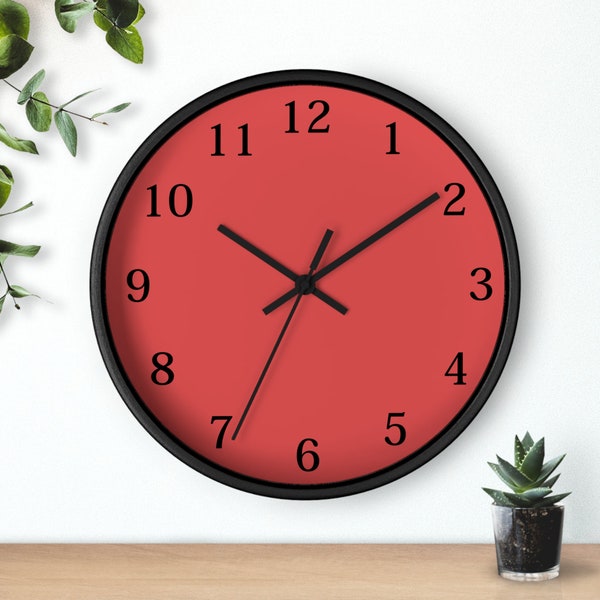Red Wall Clock - Etsy