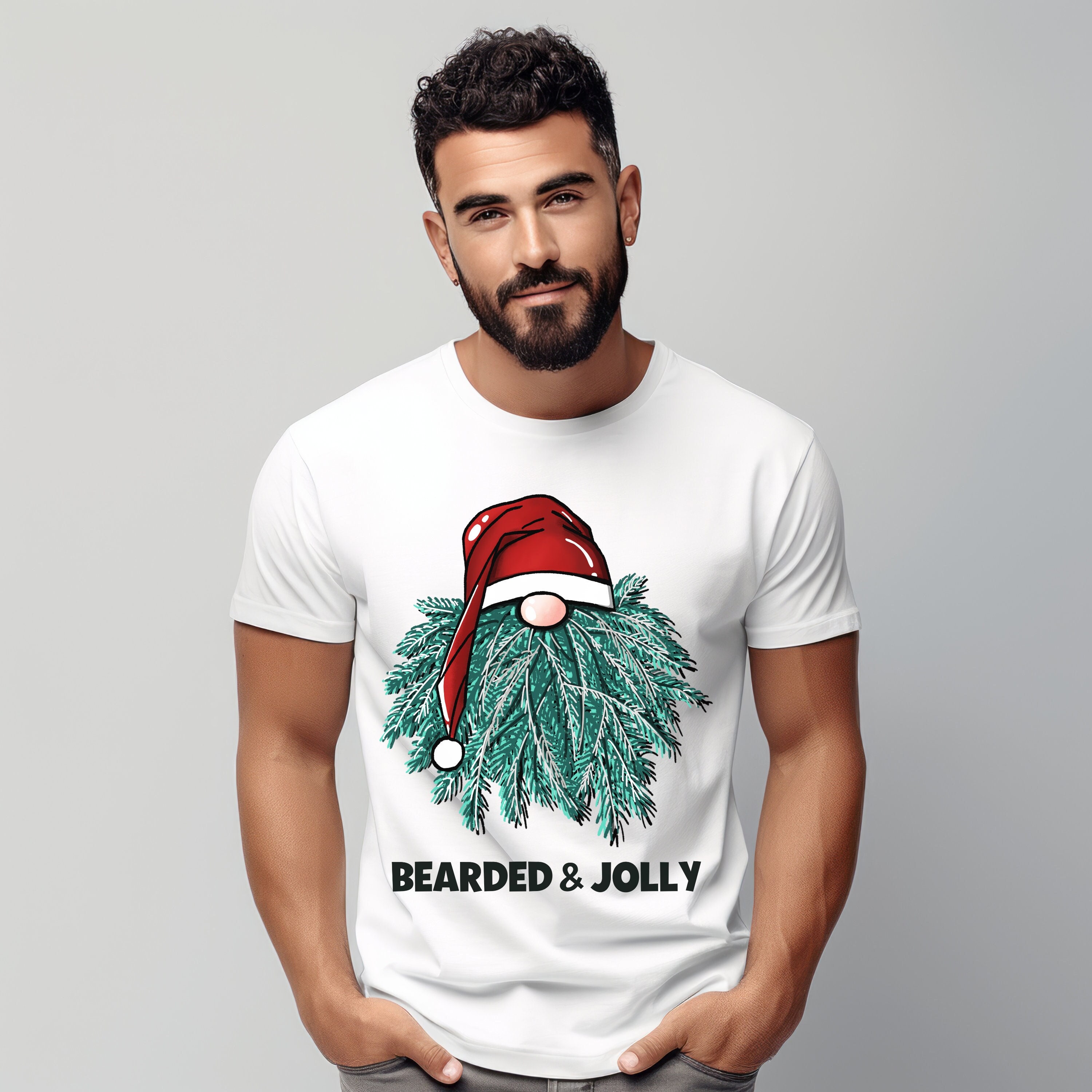 Bearded and Jolly Shirt, Funny Beard Shirt, Bearded Christmas Shirt ...