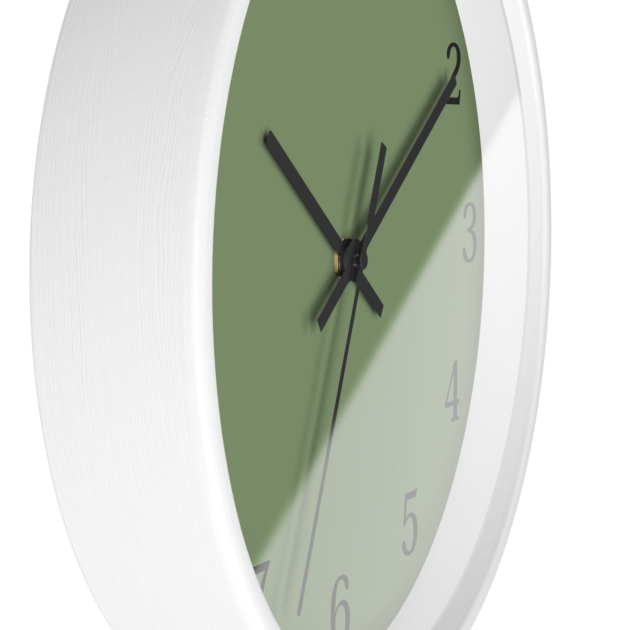 Olive Green Wall Clock, Green Wall Clock With Black Numbers, Green Wall ...