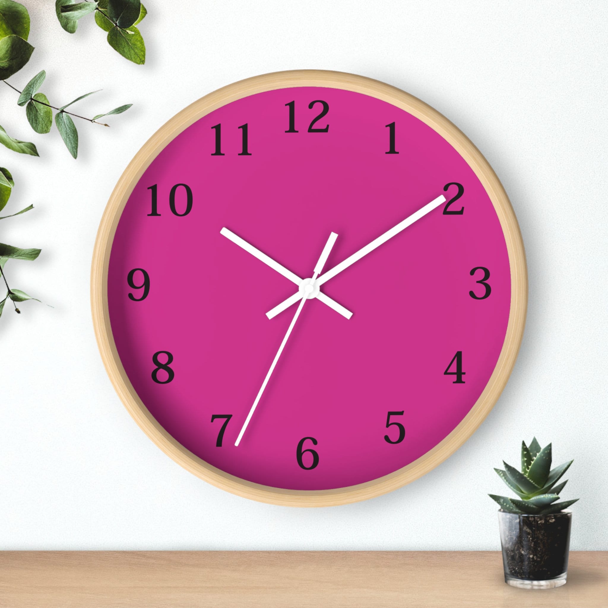 Pink Wall Clock, Pink Wall Clock With Black Numbers, Customized Wall ...