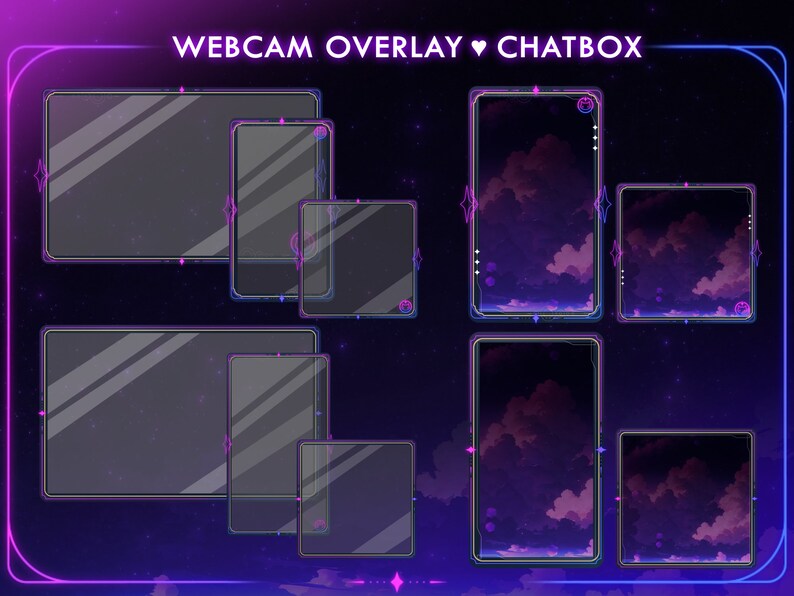 Midnight Purple Cat Stream Overlay Package: Animated Vtuber Assets ...