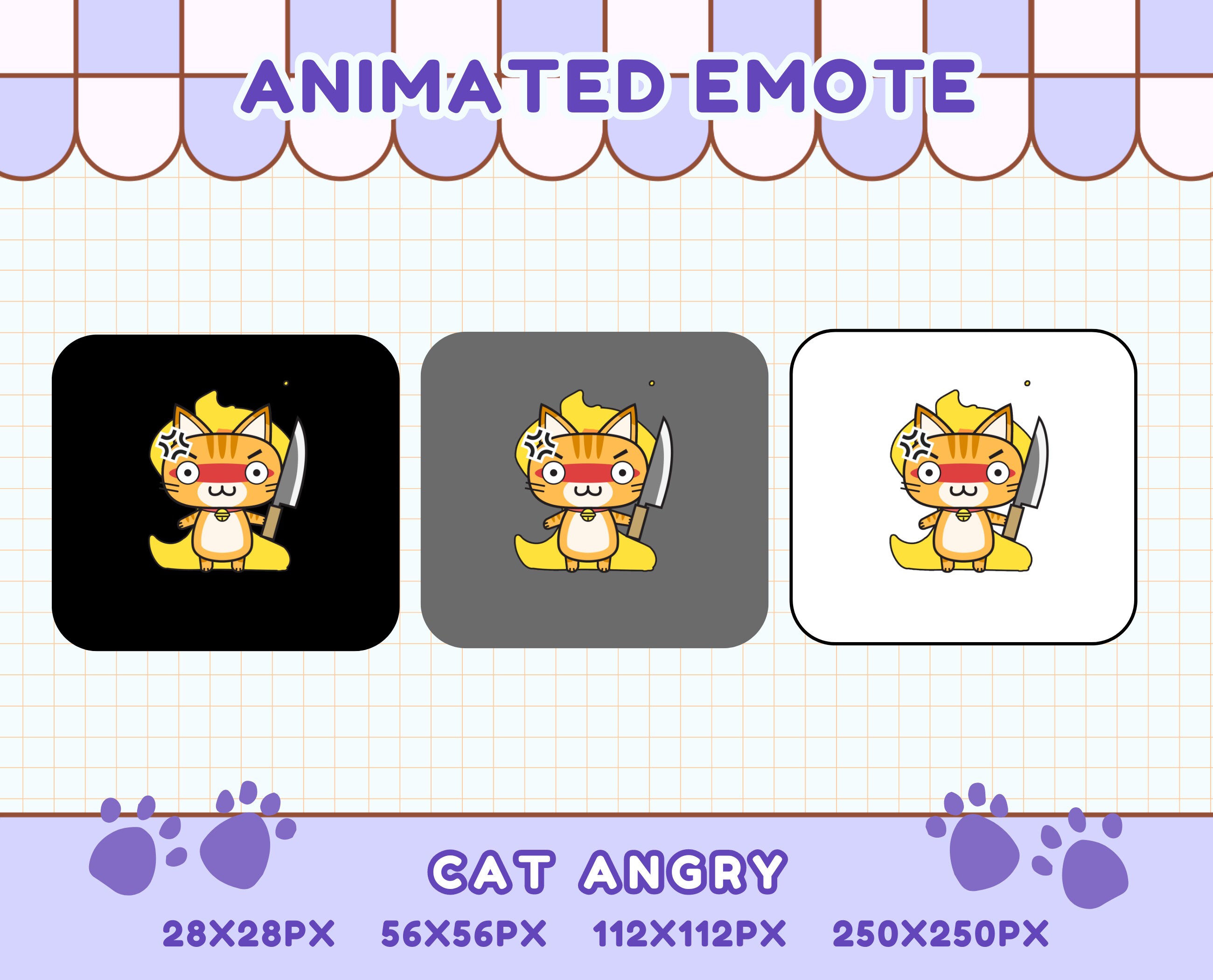 Emote Animated CAT ANGRY - Twitch Streamcute - Kawaii Emote - Emote Cat ...