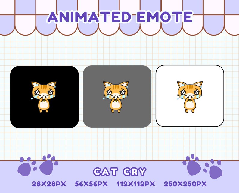Animated Cat Cry Emote – Kawaii Twitch Stream (GIF) - Etsy