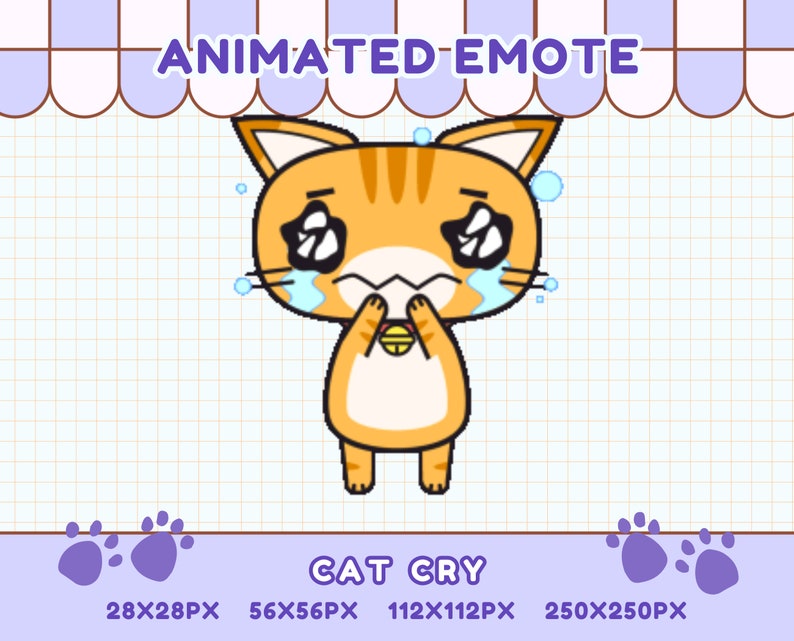 Animated Cat Cry Emote – Kawaii Twitch Stream (GIF) - Etsy