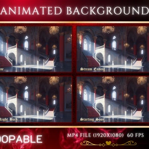 Luxury Red Castle Vtuber Stream Background: Animated Desk & Chair ...