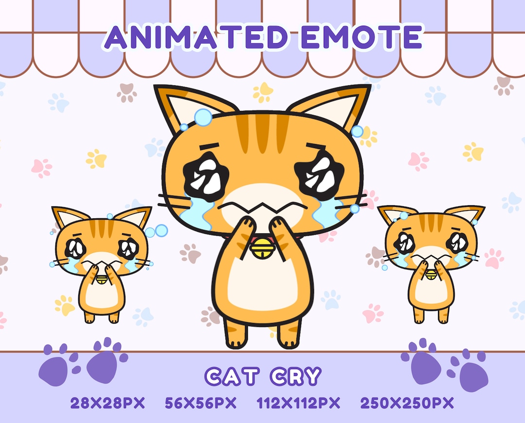Emote Animated CAT CRY - Twitch Streamcute - Kawaii Emote - Emote Cat ...