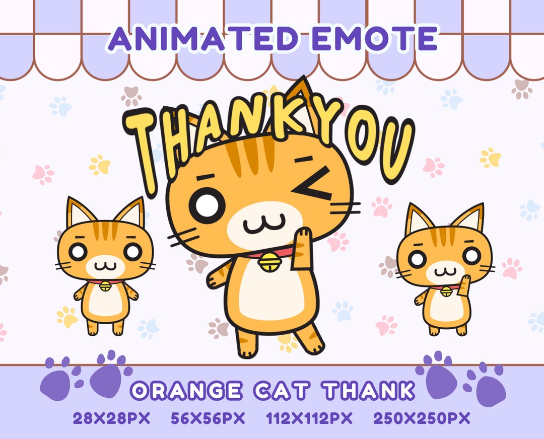 Emote Animated Orange Cat Thank You - Twitch Streamcute - Kawaii Emote ...