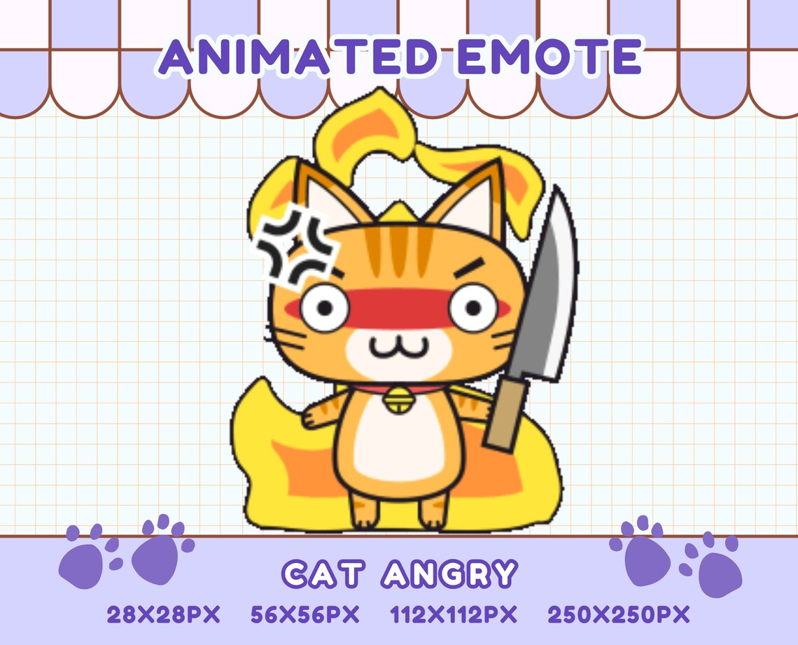 Emote Animated CAT ANGRY - Twitch Streamcute - Kawaii Emote - Emote Cat ...