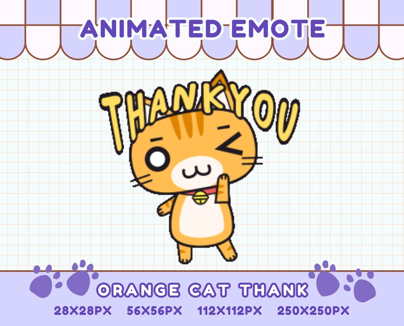 Emote Animated Orange Cat Thank You - Twitch Streamcute - Kawaii Emote ...
